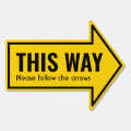 Simple THIS WAY Follow Arrows Custom Yellow Black Sign | Zazzle