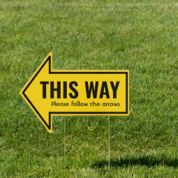 Simple THIS WAY Follow Arrows Custom Yellow Black Sign | Zazzle