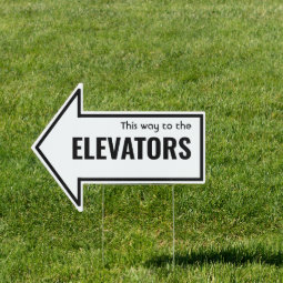Simple THIS WAY TO ELEVATORS Custom Black White Sign | Zazzle