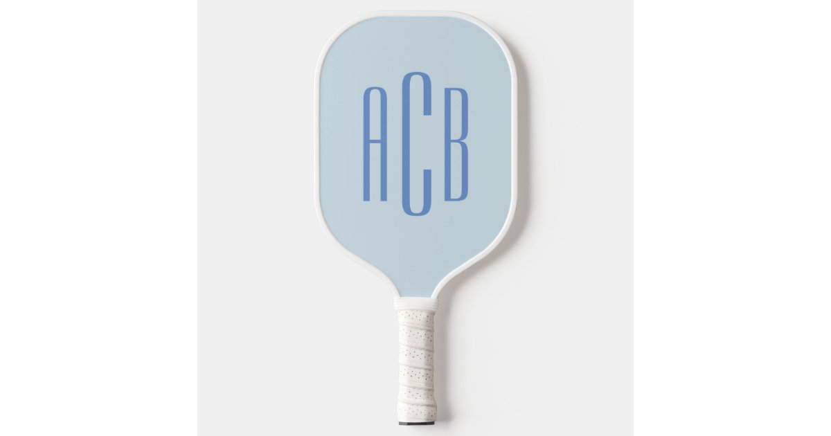 Simple Three Letter Blue Monogram Pickleball Paddle | Zazzle