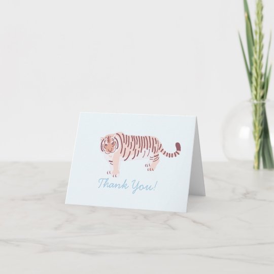 Simple Tiger Light Blue Thank You Card | Zazzle.com