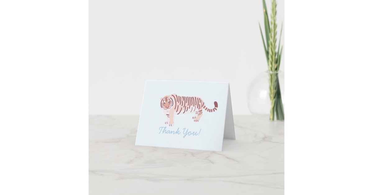 Simple Tiger Light Blue Thank You Card | Zazzle
