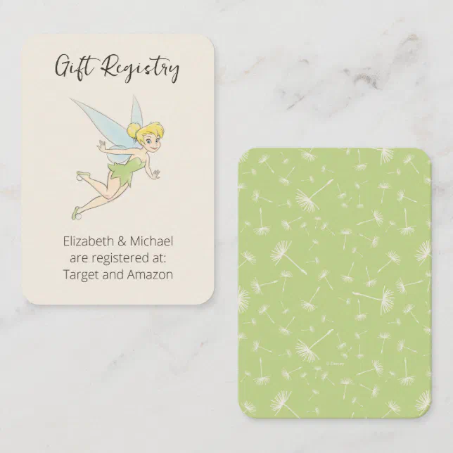 Simple Tinker Bell Baby Shower Gift Registry Enclosure Card | Zazzle
