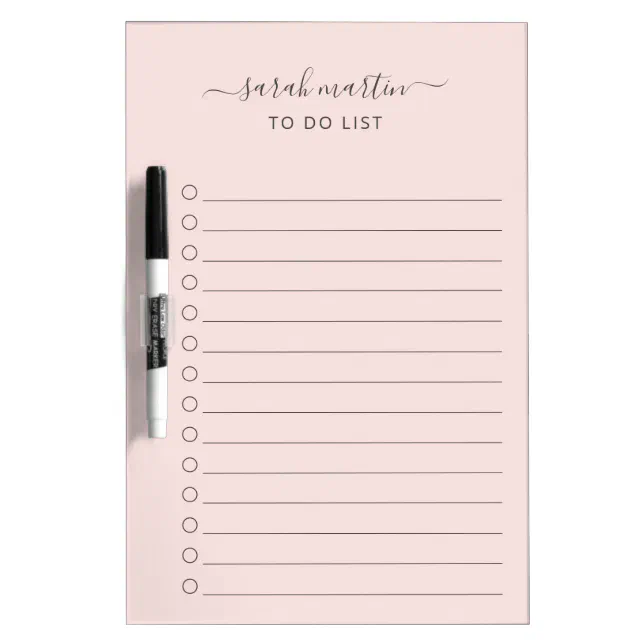 Simple To Do List Elegant Blush Pink Dry Erase Board | Zazzle