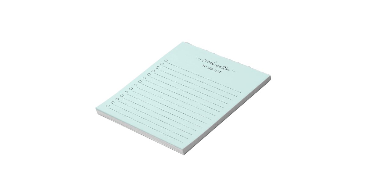 Simple To Do List Modern Elegant Teal Turquoise Notepad | Zazzle