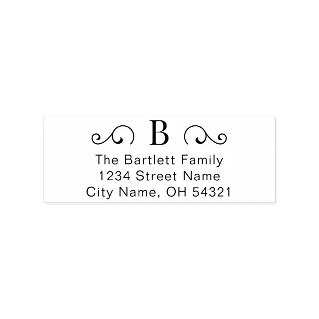 Simple Traditional Monogram Custom Return Address Rubber Stamp | Zazzle