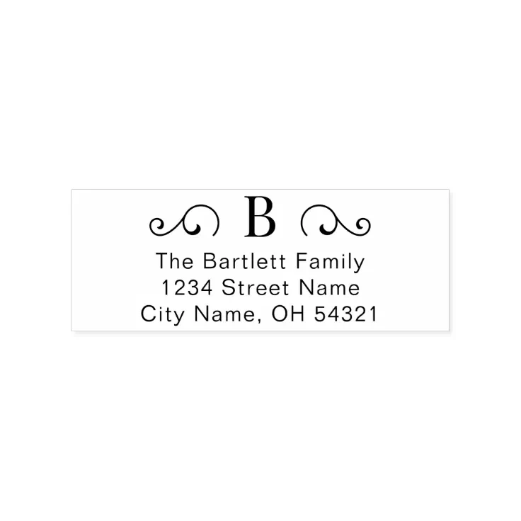 Simple Traditional Monogram Custom Return Address Rubber Stamp | Zazzle