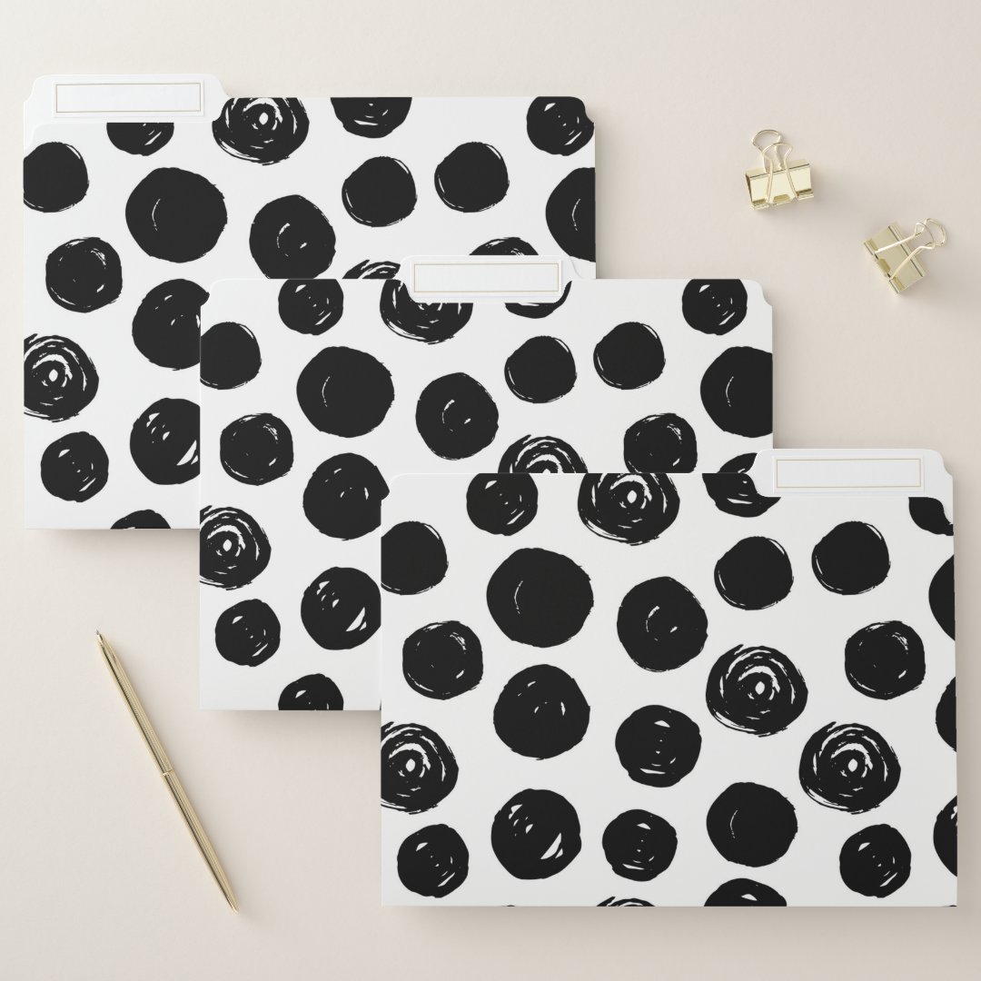Simple Trendy Black Polka Dots File Folders | Zazzle