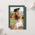 Simple trendy wavy edge green photo graduation invitation | Zazzle