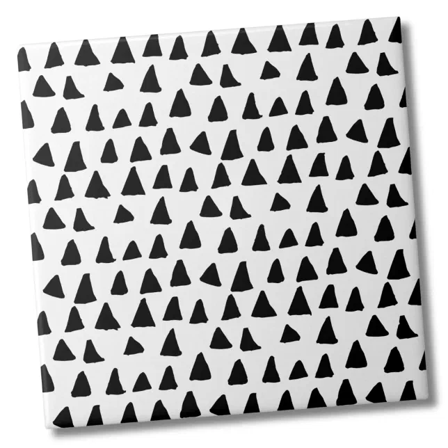 Simple Triangle Black White Pattern Ceramic Tile | Zazzle