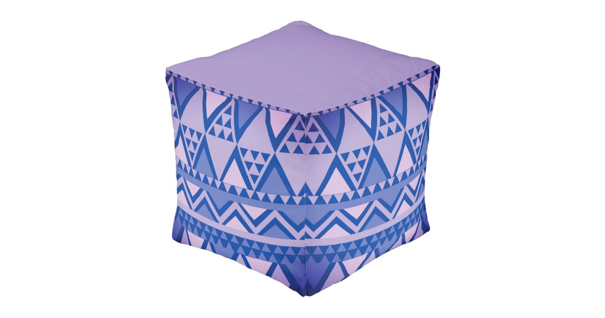Simple Tribal Art Pattern Violet Pouf | Zazzle