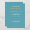 Simple Turquoise Blue Beach Wedding Foil Invitatio Foil Invitation | Zazzle
