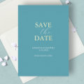 Simple Turquoise Blue Save The Date Wedding Foil Invitation | Zazzle