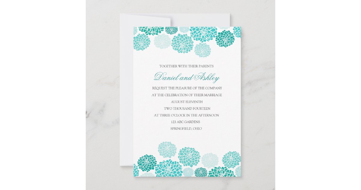 Simple Turquoise Garden Wedding Invitation | Zazzle