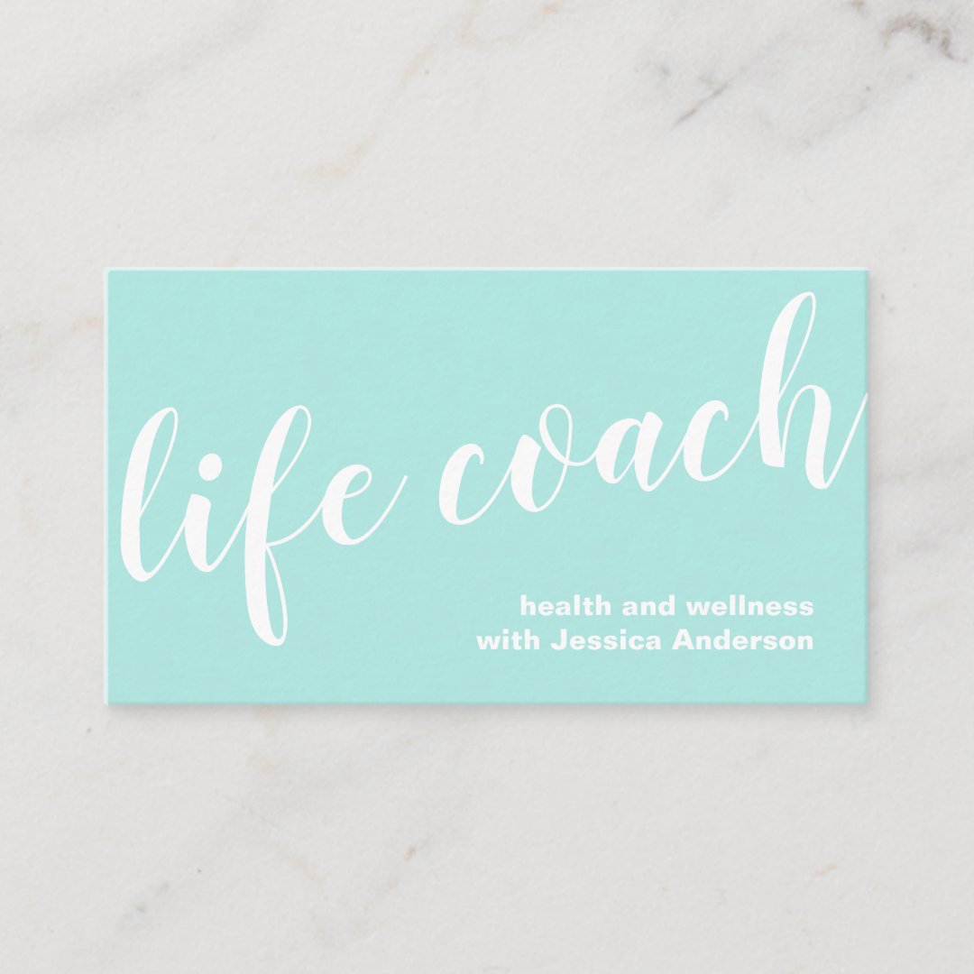 Simple Turquoise Health and Wellness Life Coach Business Card | Zazzle