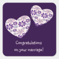 Simple Two Hearts Congrats On Your Wedding Square Sticker | Zazzle