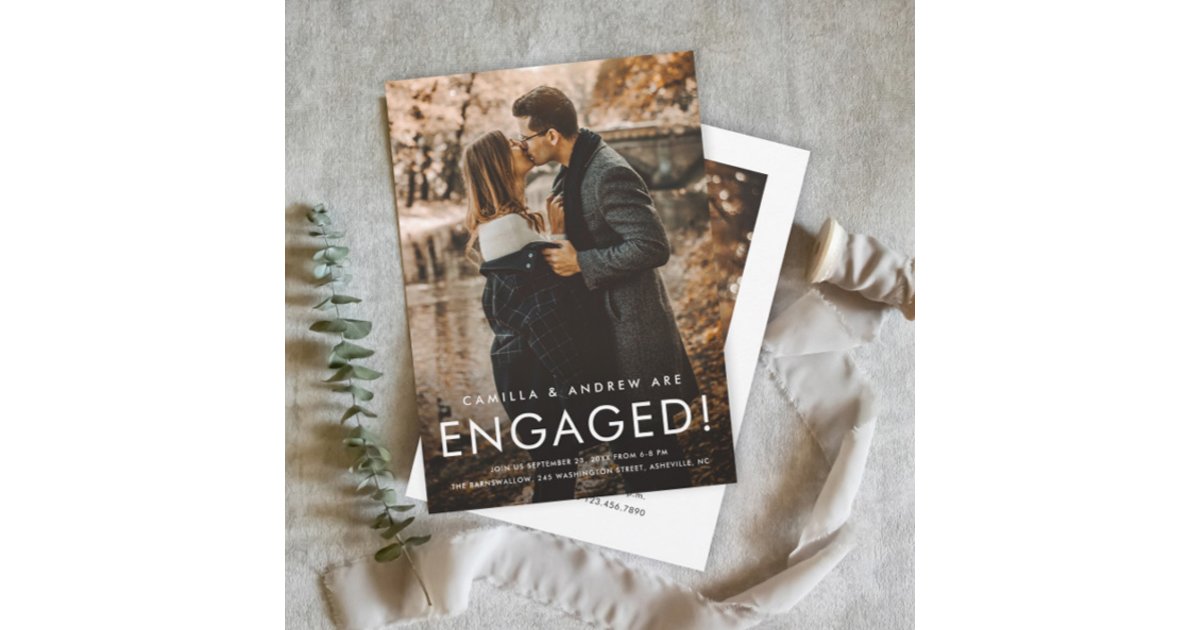 Simple Type 2 Photo Wedding Engagement Party Invitation | Zazzle