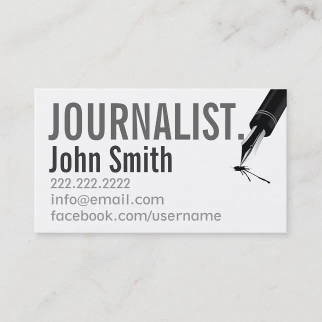 Simple Typographic Journalist Business Card | Zazzle