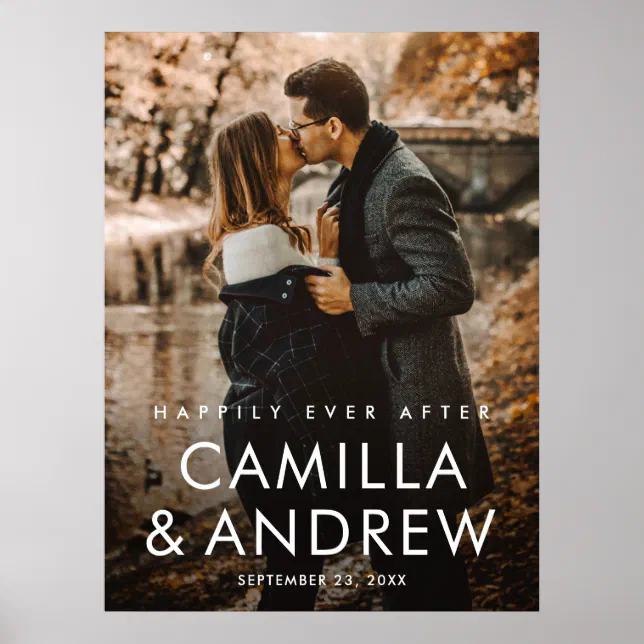 Simple Typographic Photo Wedding Poster | Zazzle