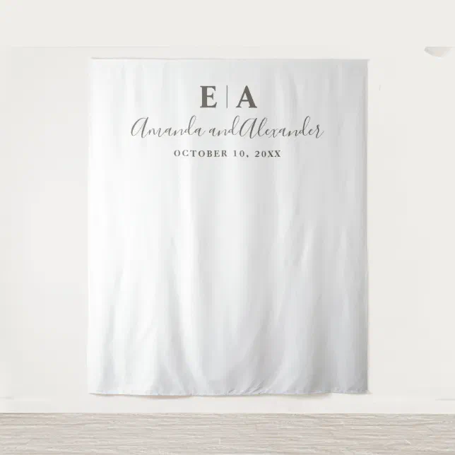 Simple typography backdrop. Wedding background Tapestry | Zazzle