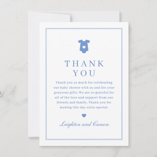 Simple Typography Blue Baby Shower Thank You Card | Zazzle