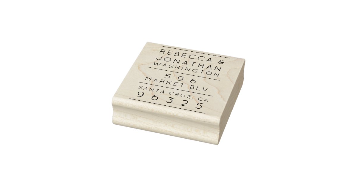 Simple Typography | Custom Wedding Return Address Rubber Stamp | Zazzle