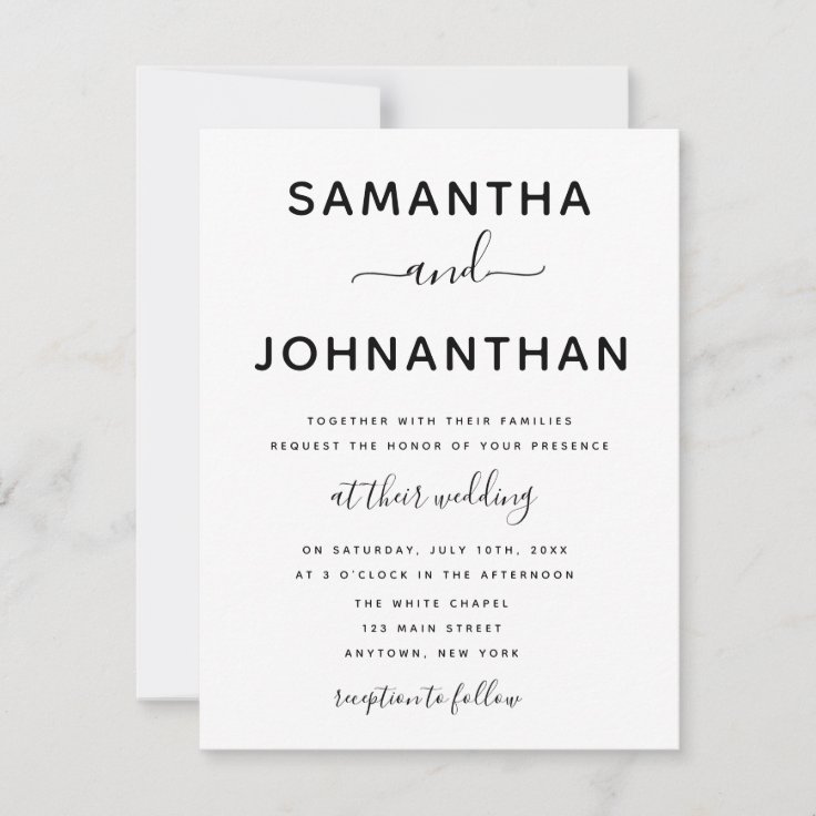 Simple Typography Minimalist Wedding Invitations | Zazzle