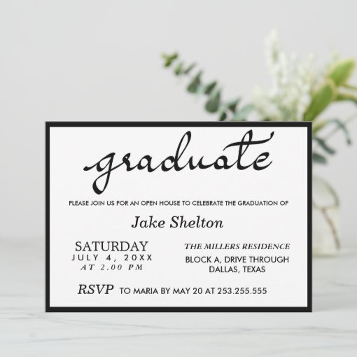 Simple Typography Open House Graduation Invitation | Zazzle