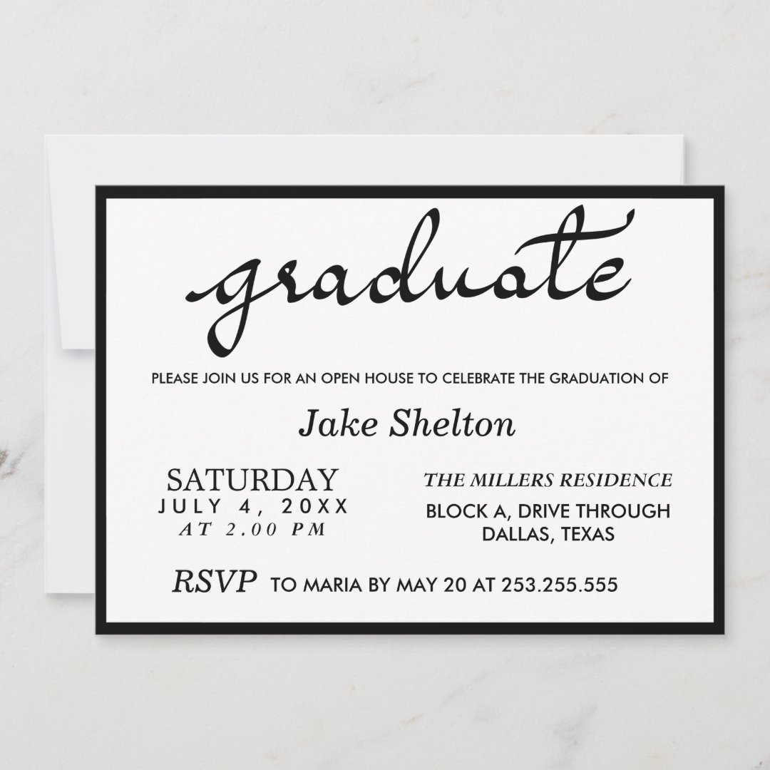 Simple Typography Open House Graduation Invitation | Zazzle