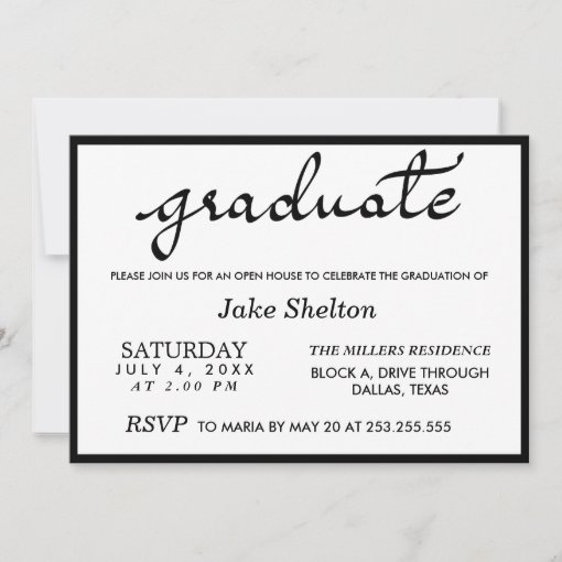 Simple Typography Open House Graduation Invitation | Zazzle