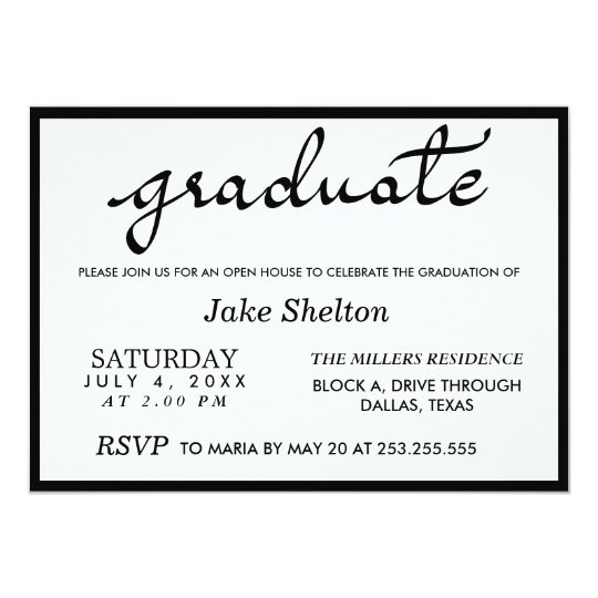 Simple Typography Open House Graduation Invitation | Zazzle.com