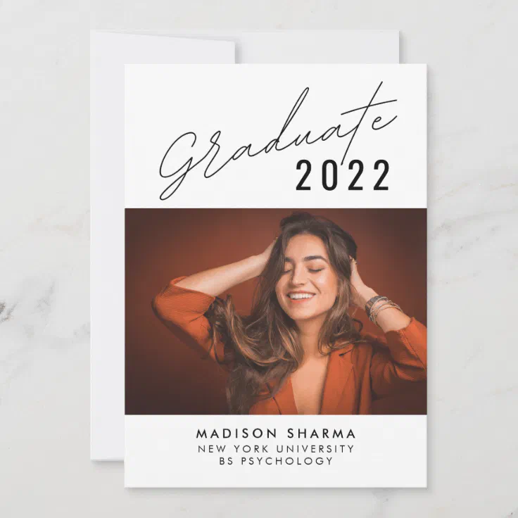 Simple Typography Photo Calligraphy Graduation Invitation | Zazzle