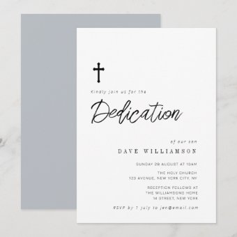simple typography script baby dedication invitation | Zazzle