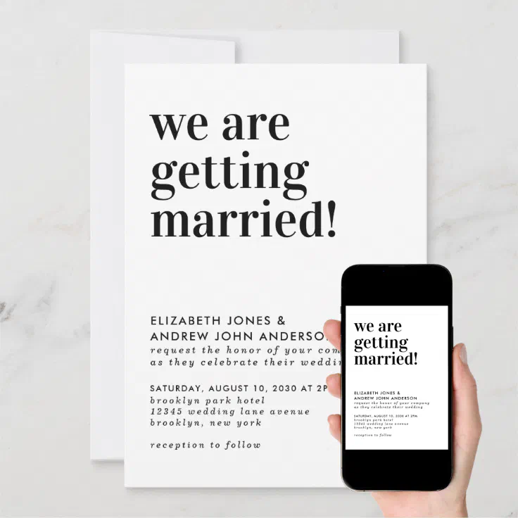 Simple Typography We are Getting Married Wedding Invitation | Zazzle