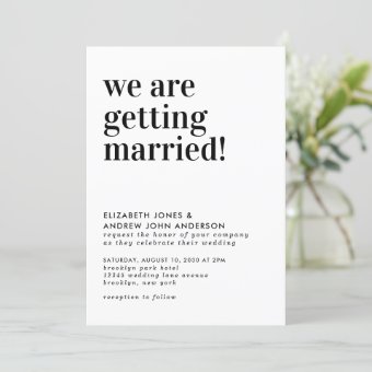 Simple Typography We are Getting Married Wedding Invitation | Zazzle
