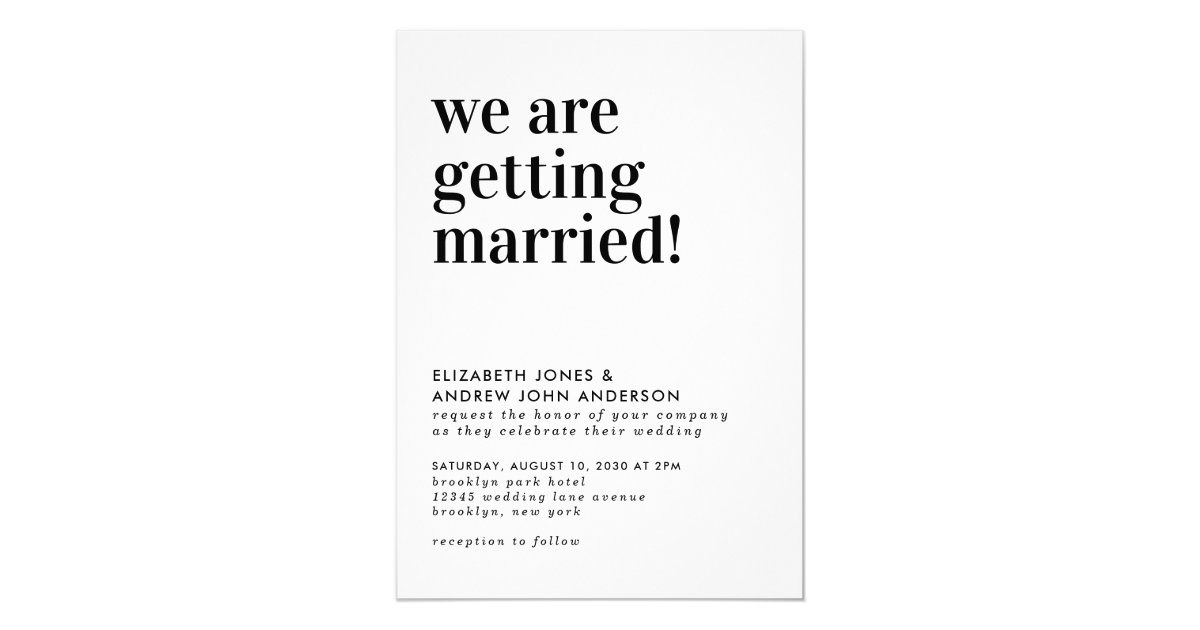 Simple Typography We are Getting Married Wedding Invitation | Zazzle.com