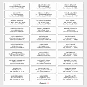 Simple Typography Wedding Guest Names Address Sticker | Zazzle