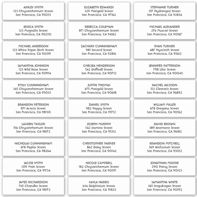 Simple Typography Wedding Guest Names Address Sticker | Zazzle