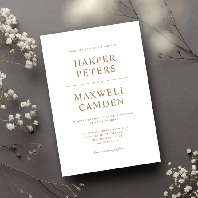 Simple Typography Wedding Invitation | Zazzle
