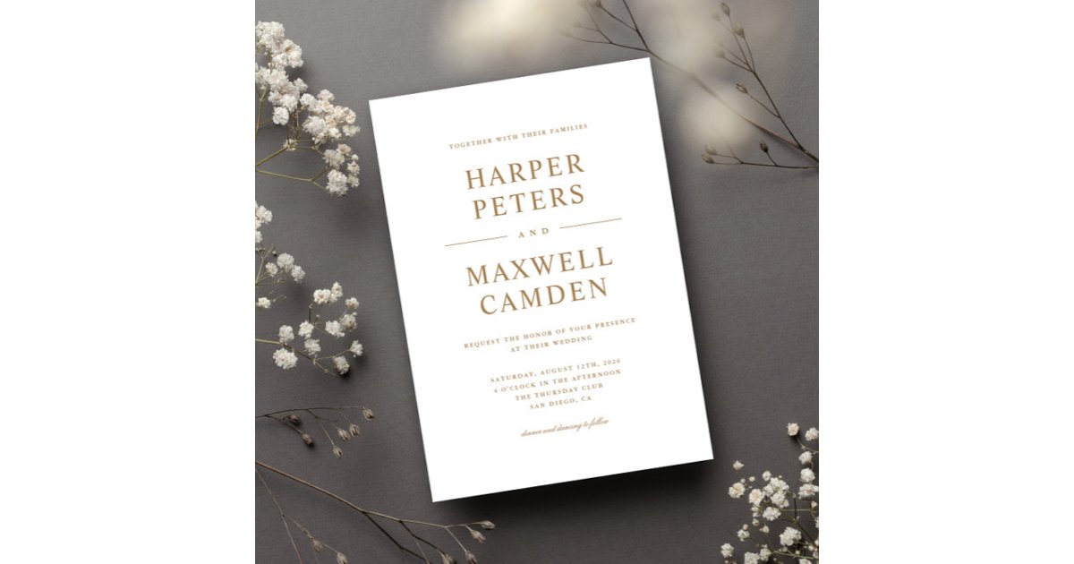 Simple Typography Wedding Invitation | Zazzle