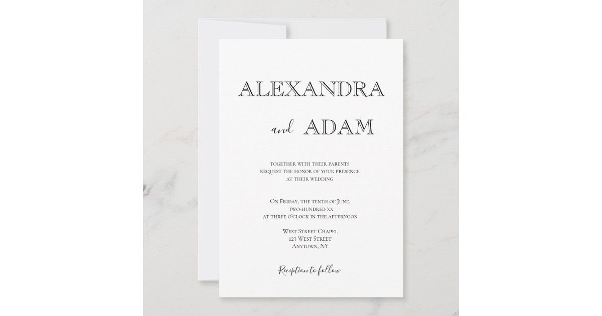 Simple typography wedding invitations | Zazzle