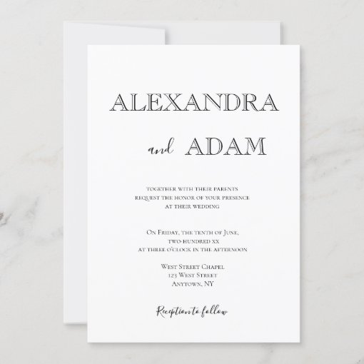Simple typography wedding invitations | Zazzle