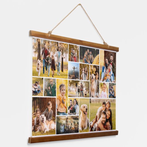 Simple Unique 18 Photo Collage Hanging Tapestry | Zazzle