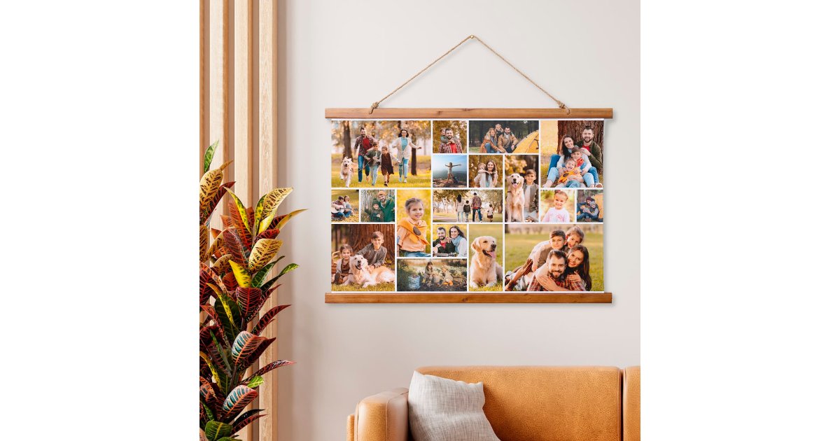 Simple Unique 18 Photo Collage Hanging Tapestry | Zazzle