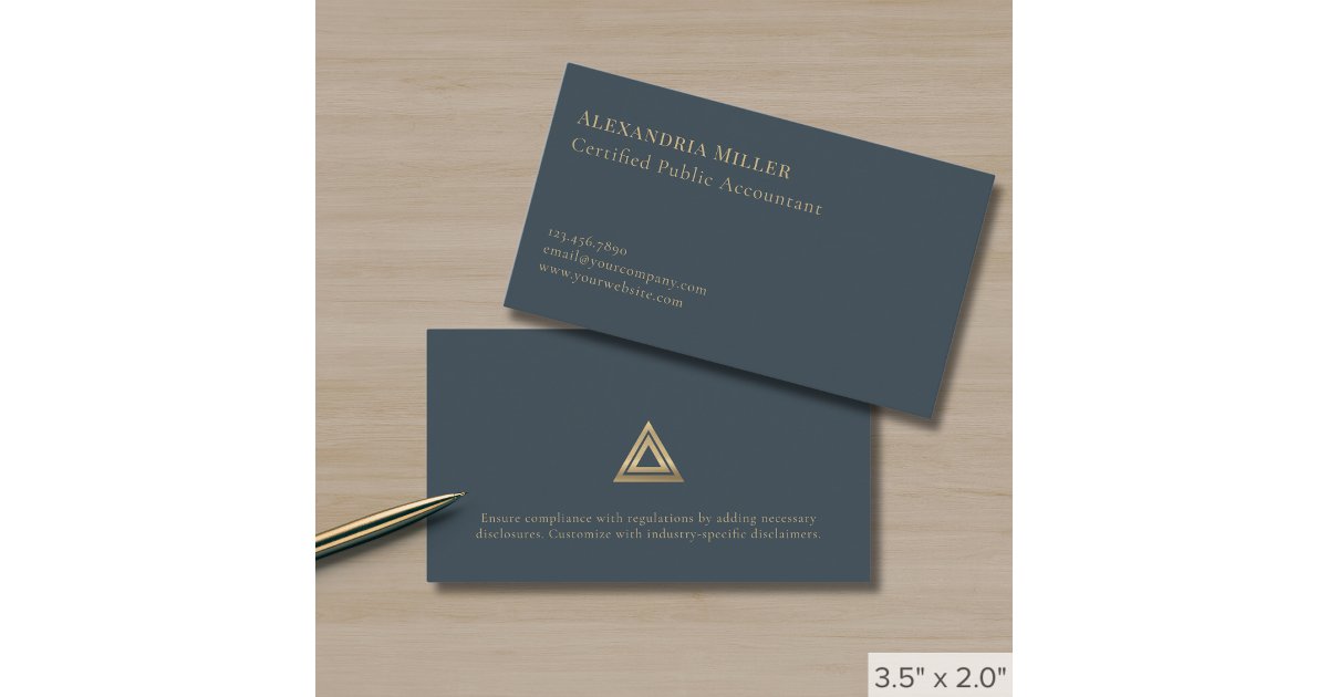 Simple Upscale Gold Triangle Logo Business Card | Zazzle