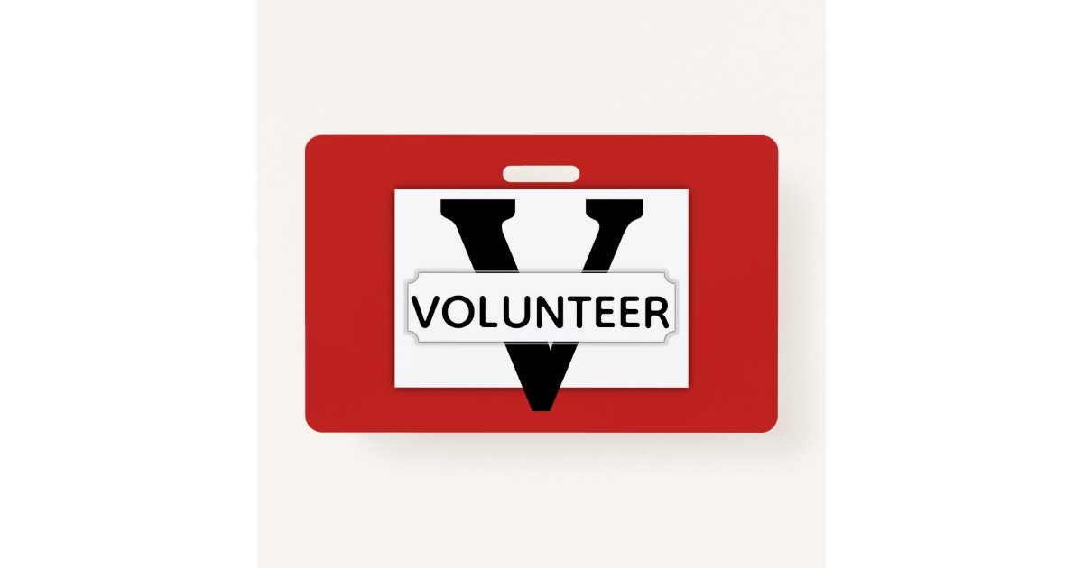 Simple V - Volunteer Badge | Zazzle