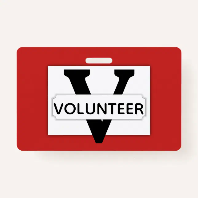 Simple V - Volunteer Badge | Zazzle