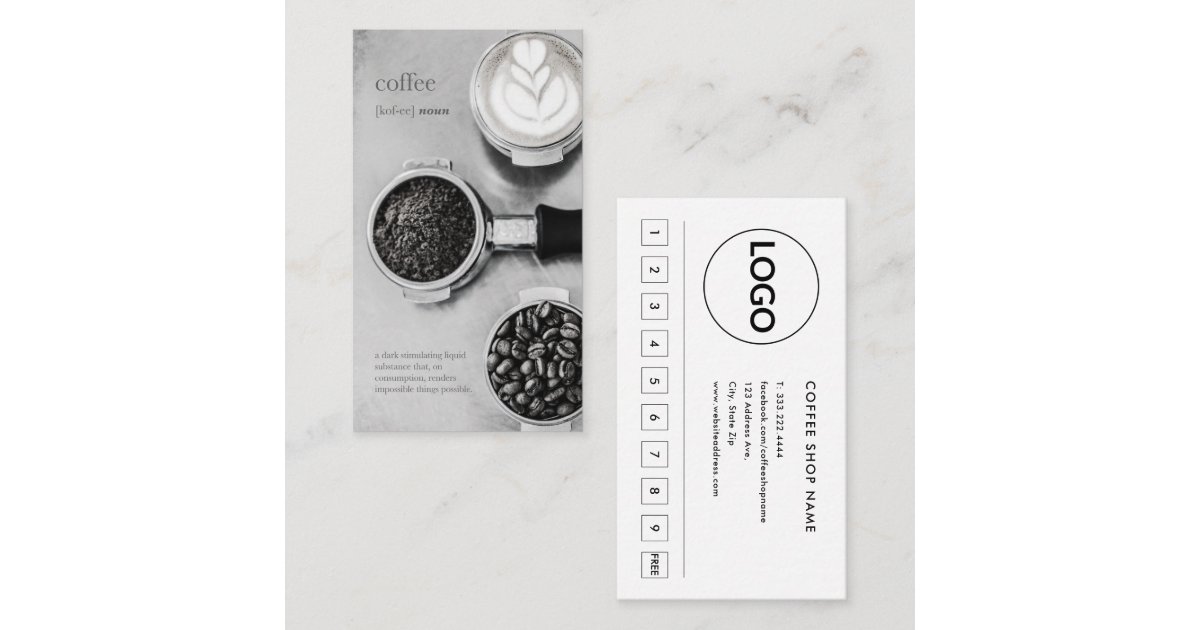 Simple Vintage Barista Beans Coffee Program Loyalty Card | Zazzle