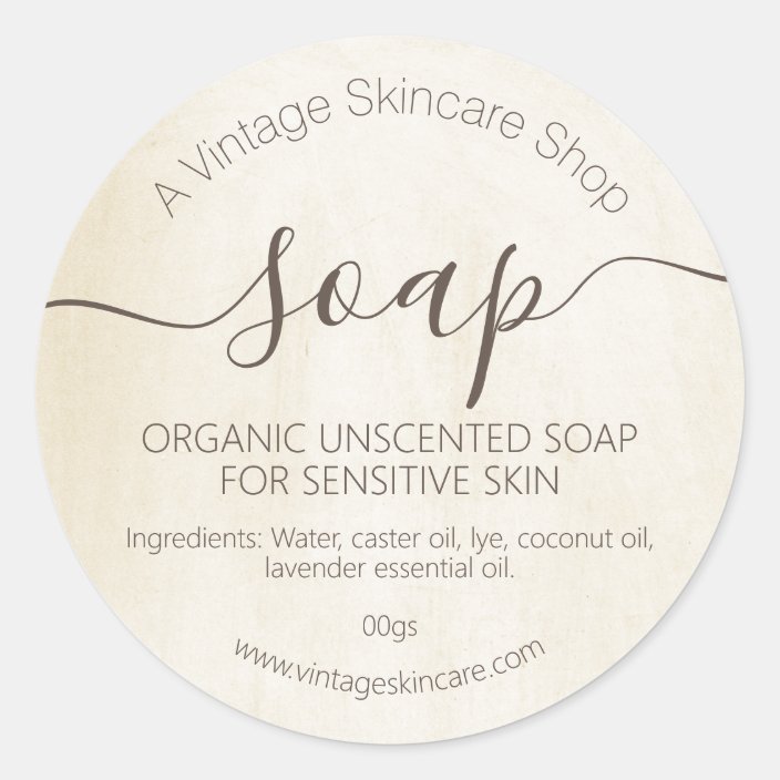 Simple Vintage Handmade Organic Soap Classic Round Sticker | Zazzle.com