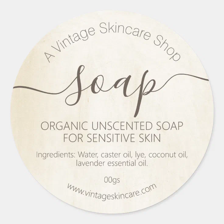 Simple Vintage Handmade Organic Soap Classic Round Sticker | Zazzle
